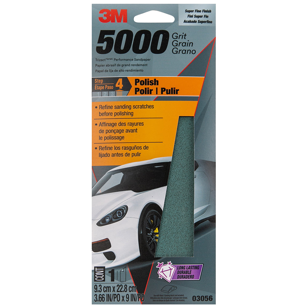 3M Trizact Performance Sandpaper, 03056 - 5000 grit, 3-2/3" x 9 ...