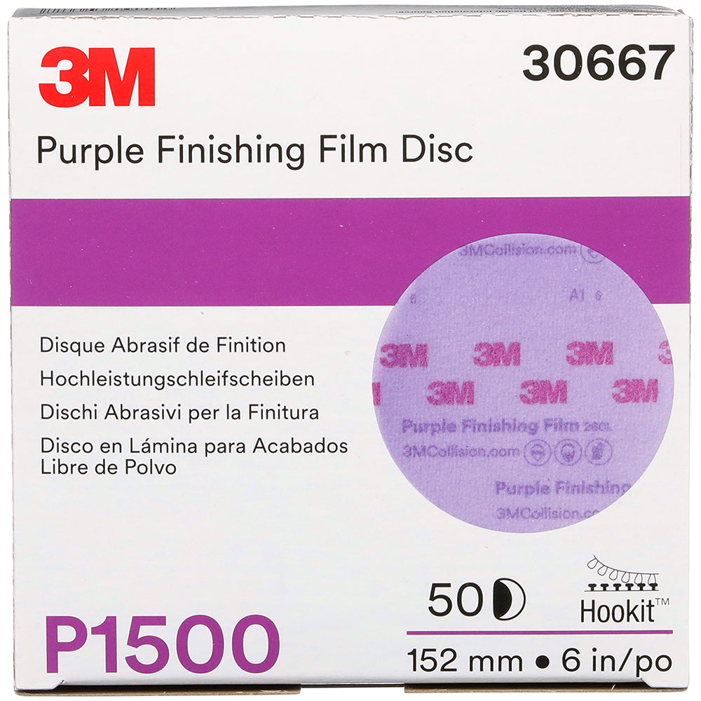 3M Purple Finishing Film Sanding Discs, 30667 - 6", 1500 grit (box of ...
