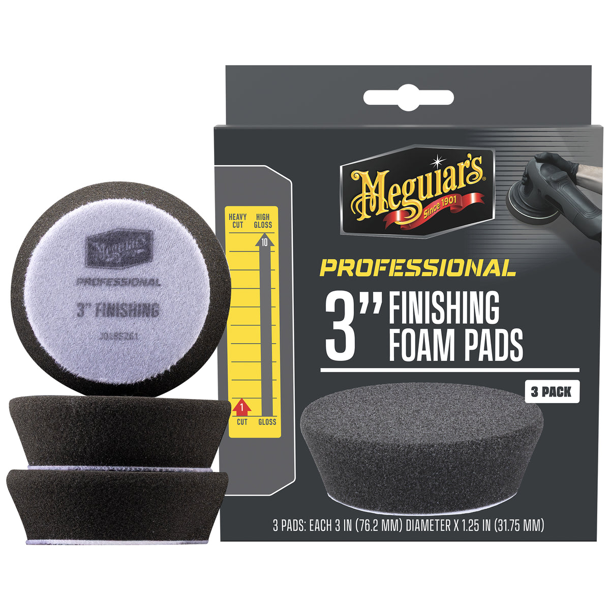 Meguiar's Professional Foam Finishing Pads, M3FFP3 - 3", Black (3 pack ...
