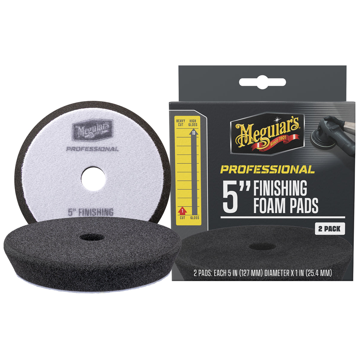 Meguiar's Professional Foam Finishing Pads, M5FFP2 - 5", Black (2 pack ...