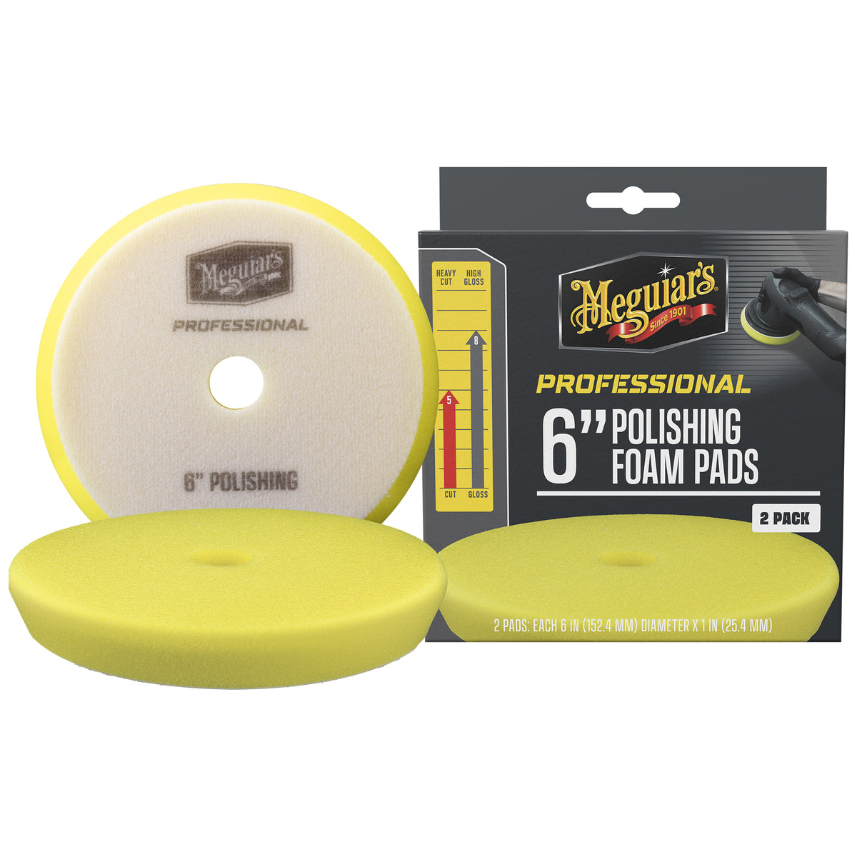 Meguiar's Professional Foam Polishing Pads, M6PFP2 - 6", Yellow (2 pac ...