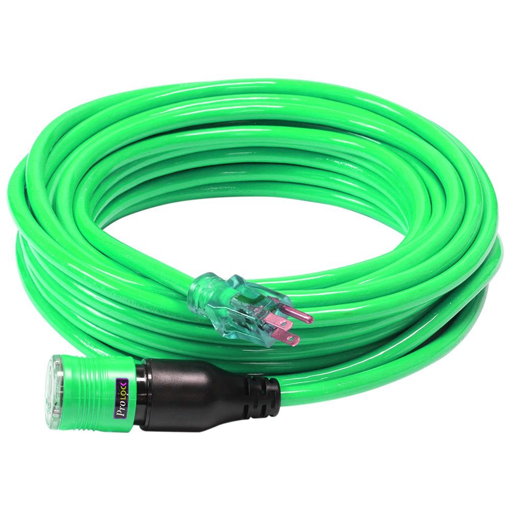 Pro Lock 12/3 SJTW Lighted Extension Cord with CGM - 50 ft., Green ...