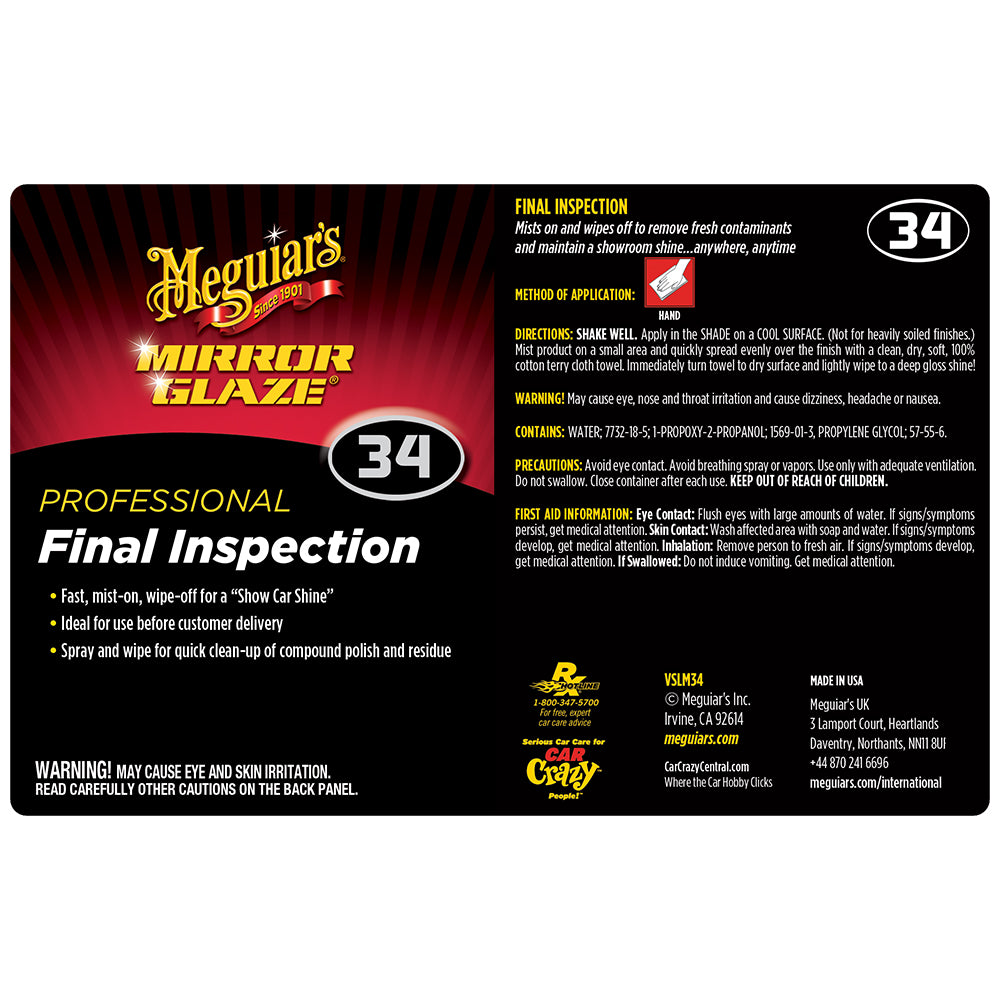 Meguiar's Secondary Label - Final Inspection #34 — Detailing.com
