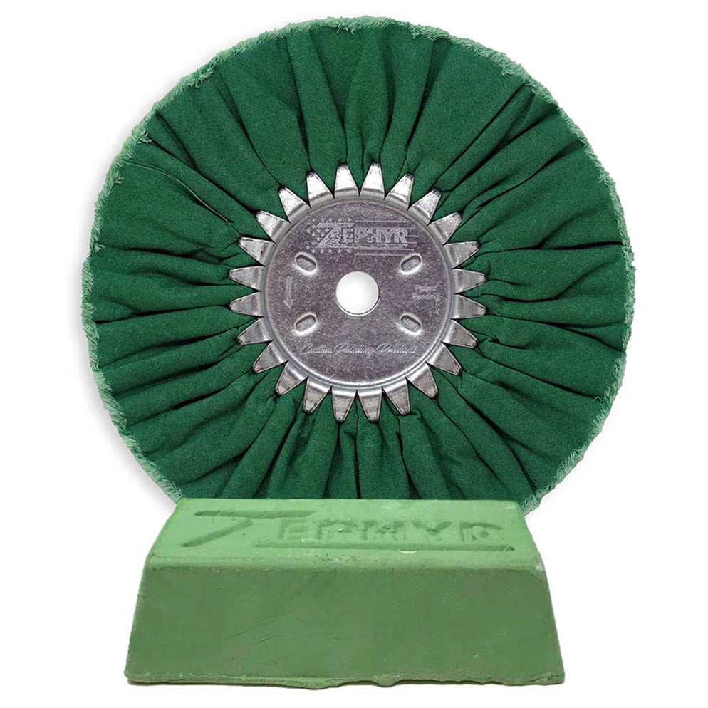 Zephyr 8" Airway Buffing Wheel + Polishing Compound Bar Kit - Green/Se ...